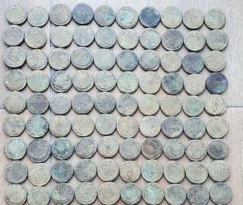 Монеты пятаки 100 штук 1758-1792 погодовка клад