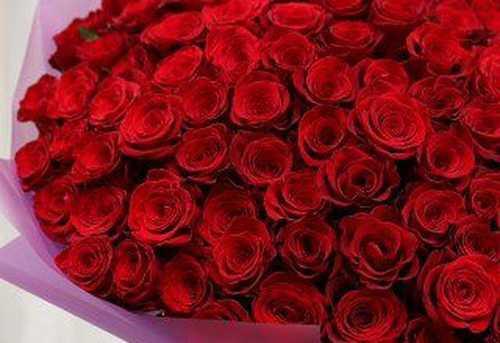 Букет из 101 красной premium розы 70-80 см