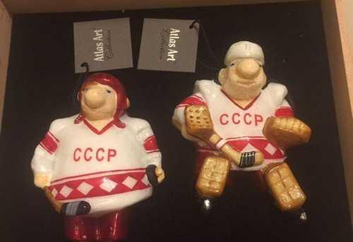 Елочные игрушки хоккей СССР стекло