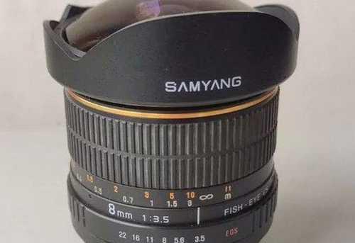 Объектив canon Samyang 8mm 1:3.5 fish-EYE CS