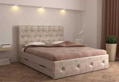 Кровать двуспальная Амели Тип 7 с ящиками Бежевая