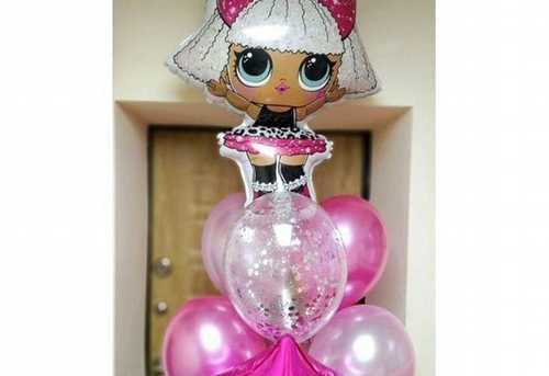 Набор гелиевых шаров с куклой лол для девочки