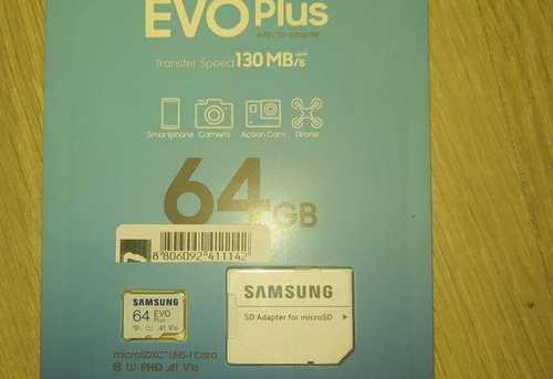 Карта памяти Samsung Evo Plus microsdxc 64GB Class