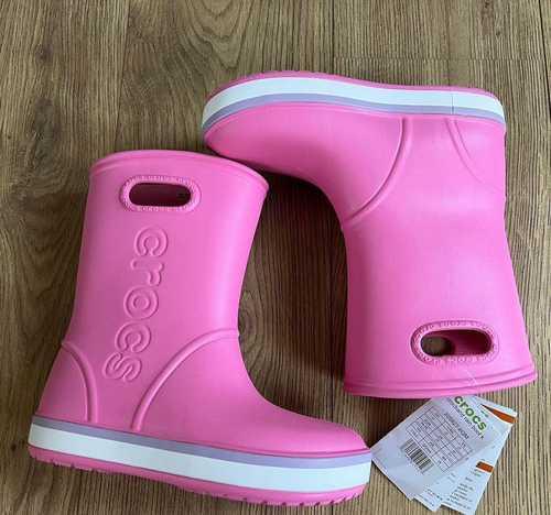 Crocs новые "резиновые" сапоги Rain Boots J3/35