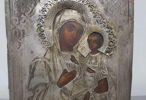 Тихвинская икона Божией Матери 1879 г. серебро