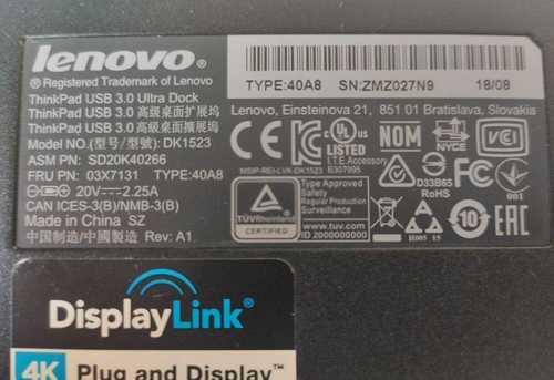 Док-станция Lenovo ThinkPad USB 3.0 UltraDock 40A8