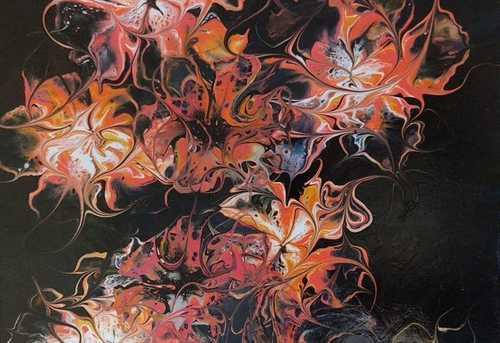 Картина в интерьер акрил 40х50 огненные цветы