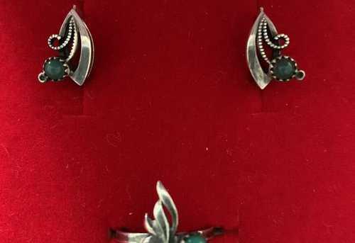 Серебряные серьги и кольцо из СССР