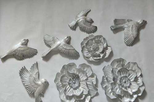 Декор панно на стену птицы цветы
