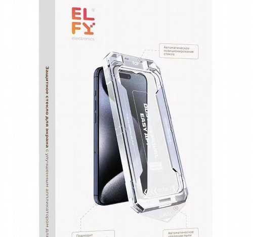 Защитное стекло elfy с аппликатором для iPhone 15