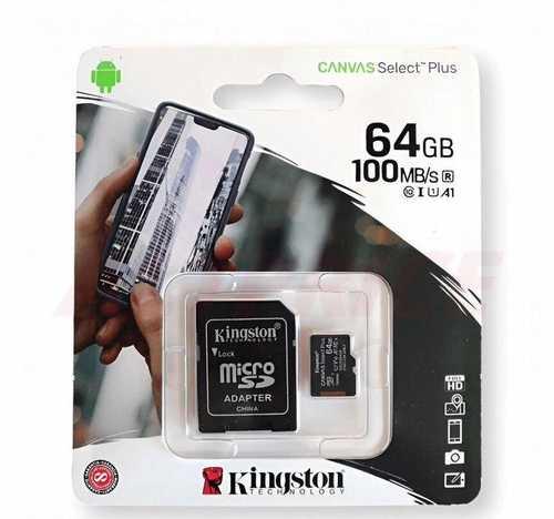 Карта памяти microsdxc 64GB Kingston Class 10 UHS