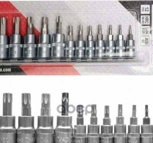 Набор головок-бит torx, 12 пр: 1/4 inch - T8, T10