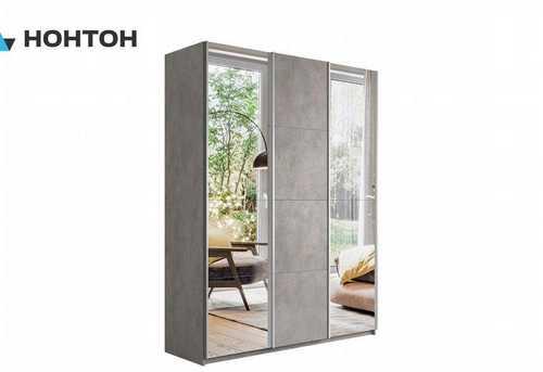 Шкаф-купе 3-х створчатый с зеркалами Прайм бетон