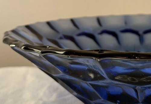 Салатник ваза синее стекло