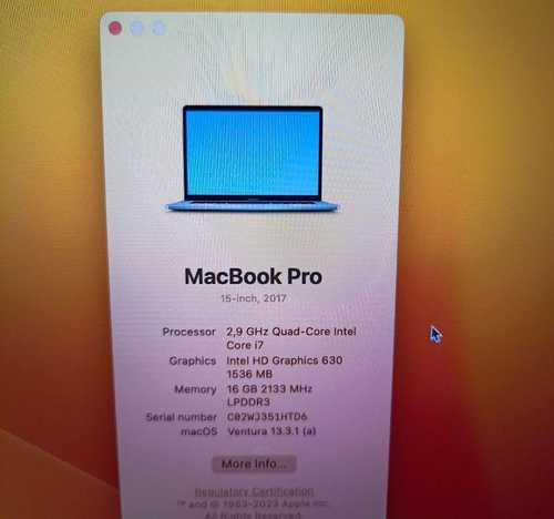 Macbook Pro 15 2017 i7 16gb