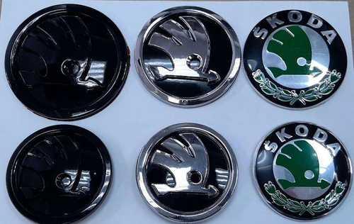 Комплект эмблем skoda передняя задняя