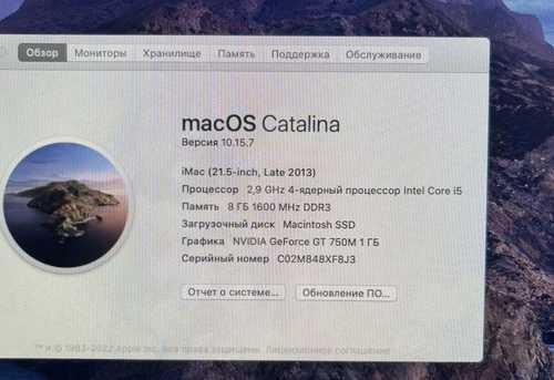 iMac 21.5 2013 late 2,9 500ssd 8gb