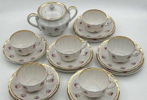 Набор чайной посуды на 6 персон, украшенных