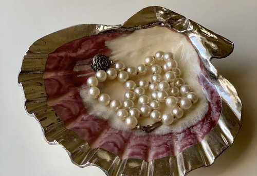 Блюдо икорница ракушка серебро Италия винтаж
