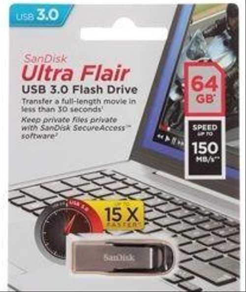 Флеш Диск Sandisk 64Gb Cruzer Ultra Flair sdcz73-0