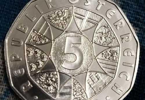 5 евро 2002 года Австрия серебро