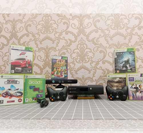 Xbox 360е 500gb (не прошит) 7 дисков   kinect