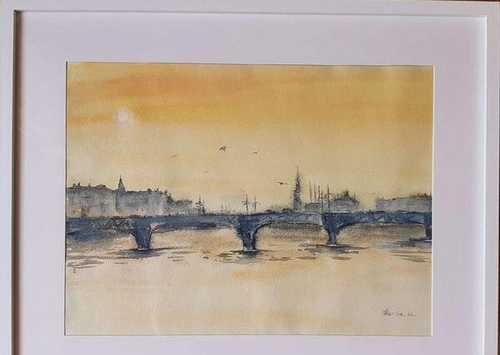 Картины: "Троицкий мост. Петербург. "