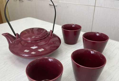 Чайный набор "Самурай", бордовый на 4 пер