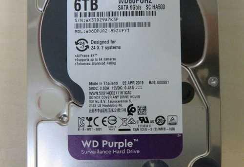 6 тб Жесткий диск WD Purple WD60purz бу