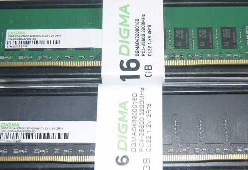 DDR4 16Gb * 2 шт Digma dgmad43200016D новая