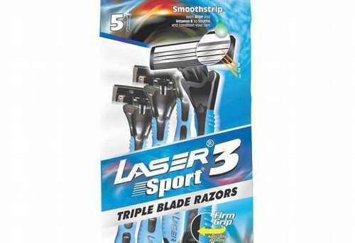 Бритвы одноразовые комплект 5 шт. laser sport 3 (а