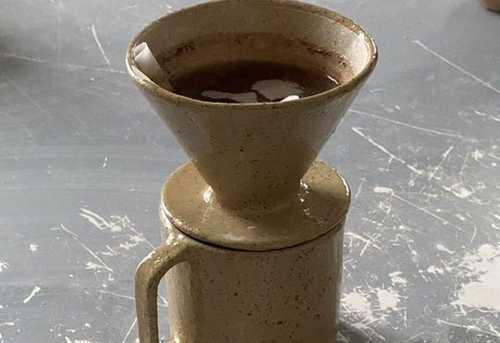 Воронка v60 + чашка (керамика, ручная работа)