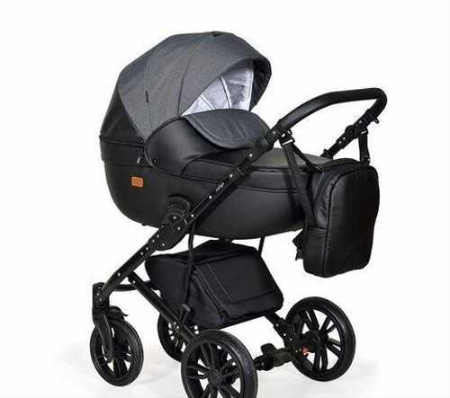 Коляска 2в1 Indigo MIO mi 07 (черная кожа)
