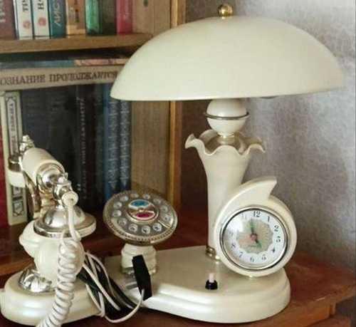Лампа настольная часы телефонный аппарат