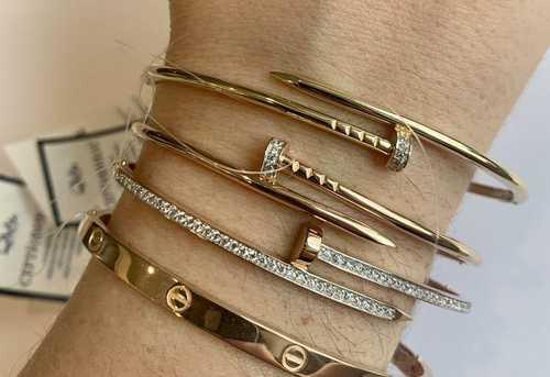 Золотой браслет гвоздь новый в стиле Cartier