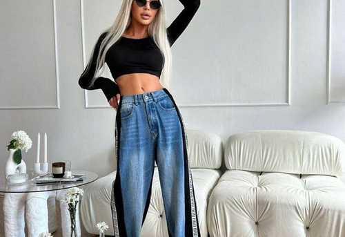 Крутые комбинированные джинсы Miu miu
