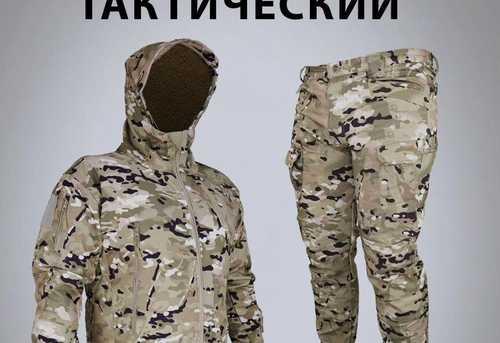 Тактический костюм softshell multicam на флисе