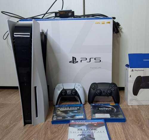 Sony playstation 5 ps5   3 игры   2 джойстиками