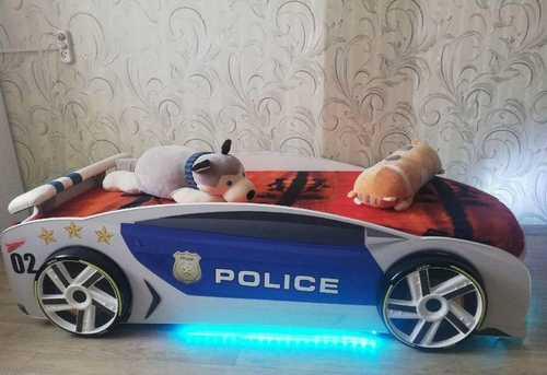 Кроватка машинка для детей (Манго Полиция с матрас
