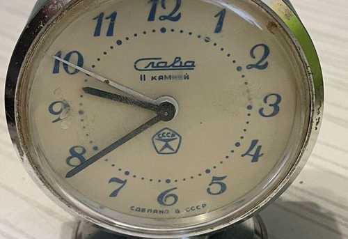 Часы будильник слава 11 камней СССР