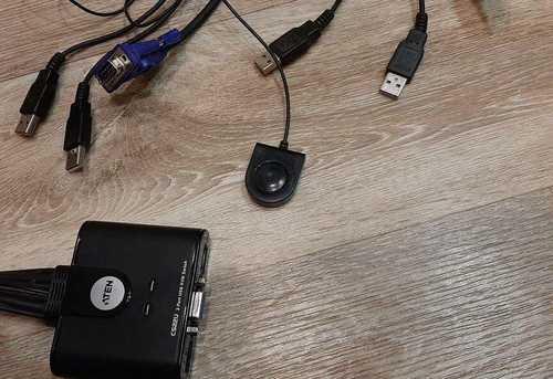 2х портовой кабельный USB KVM переключатель Aten