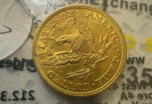 Коллекционная золотая 1895 года. AU половина орла