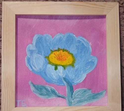 Картина маслом "Голубая роза" 30*30