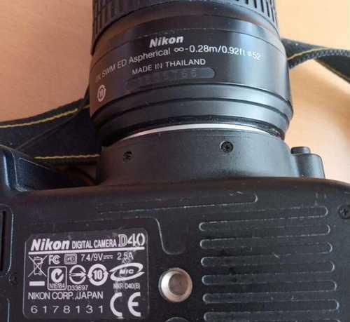 Зеркальный фотоаппарат Nikon d40
