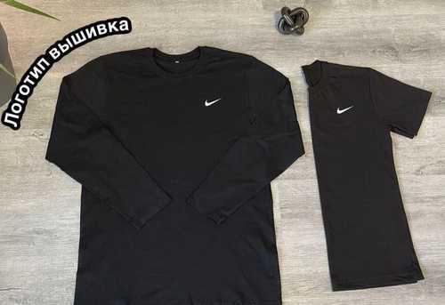 Комплект Nike лонгслив + футболка черный новый