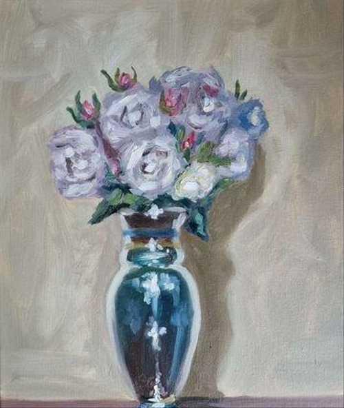 Натюрморт маслом ваза с цветами