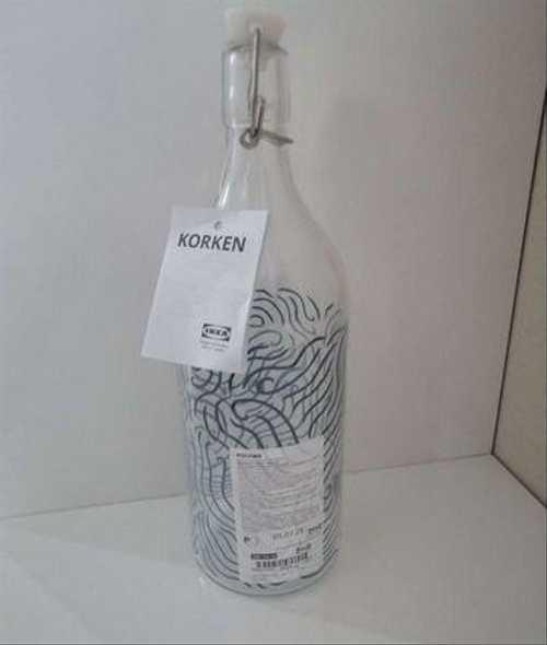 Стеклянная бутылка 1 л IKEA