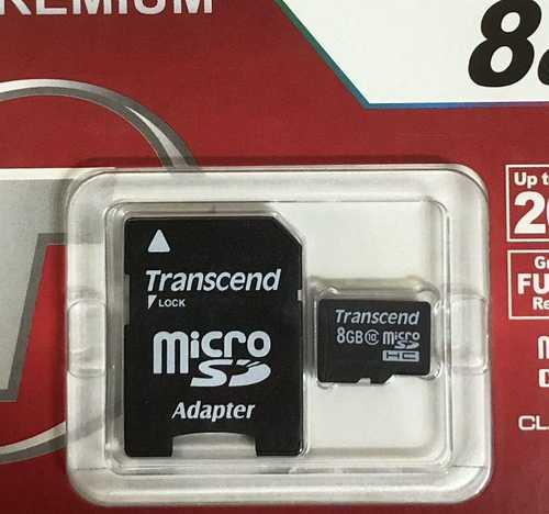 Карта памяти microSD 8Gb Transcend HC Class 10 ( а