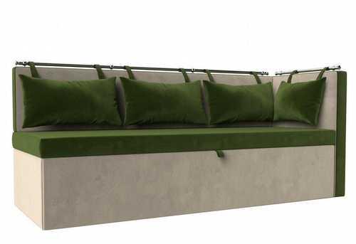 Кухонный диван Метро с углом Зеленый Бежевый