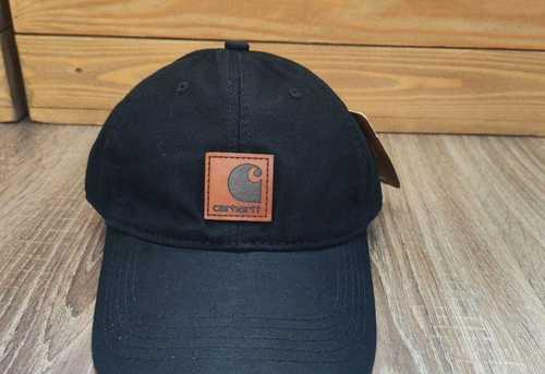 Кепка бейсболка carhartt черная кожаный logo